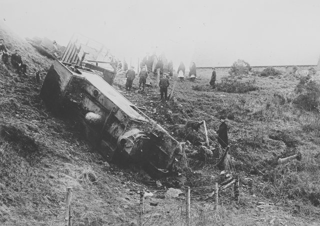 De-railing of Dingle train at Lispole Bridge